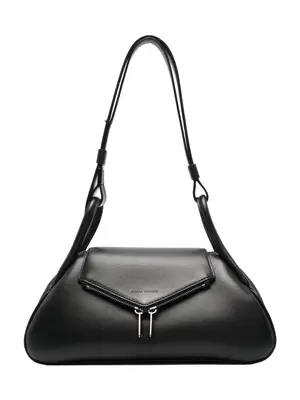 Amina Muaddi Gemini Leather Shoulder Bag - Black