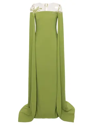 CRISTALLINI Daphne Bead-embellished Crepe Dress - Green