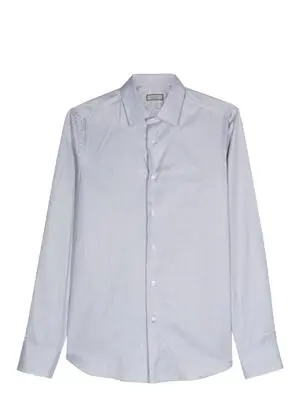 Canali Geometric-pattern Cotton Shirt - Grey