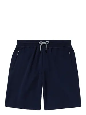 Brunello Cucinelli Straight-leg Cotton-blend Jersey Drawstring Shorts - Blue