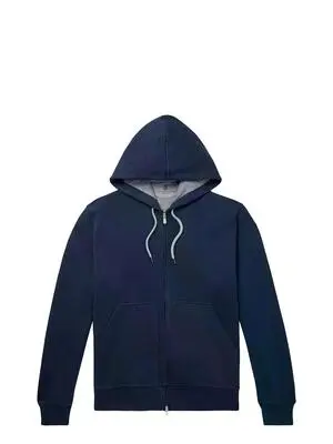 Brunello Cucinelli Cotton-blend Jersey Zip-up Hoodie - Blue