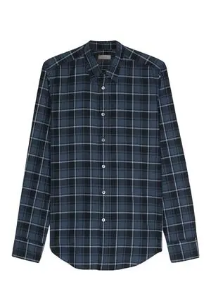 Canali Check-pattern Cotton Shirt - Blue
