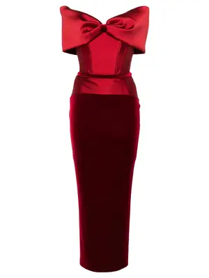CRISTALLINI Off-shoulder Taffeta Gown - Red