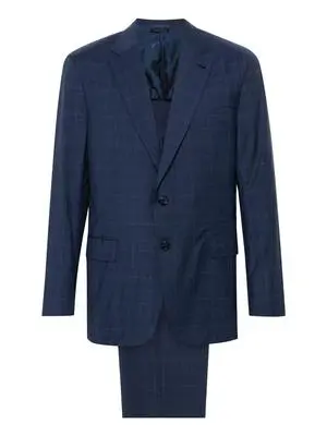 Brioni Checked Single-breasted Suit - Blue