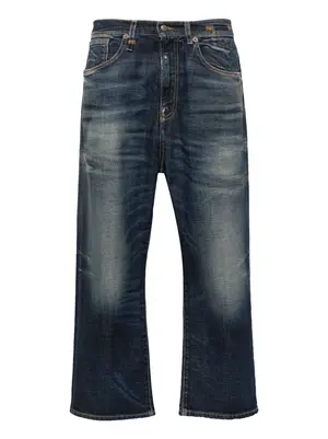 R13 Whiskered Boyfriend Jeans - Blue