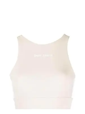 Palm Angels Logo Print Cropped Tank Top - Neutrals