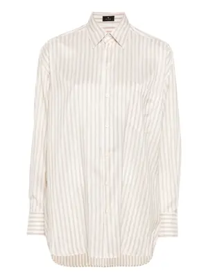 Etro Pegaso-embroidered Striped Shirt - White