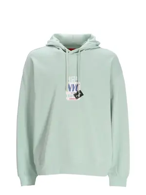 Hugo Graphic-print Cotton Hoodie - Green