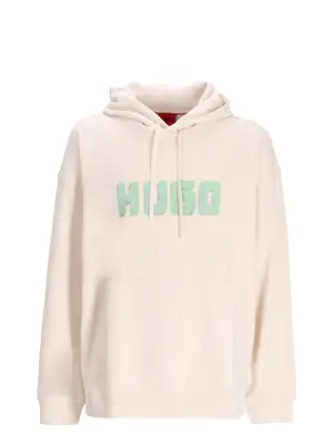 Hugo Logo-print Cotton Hoodie - Neutrals