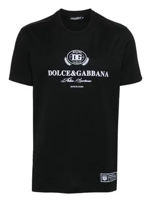 Dolce & Gabbana Flocked-logo Cotton T-shirt - Black