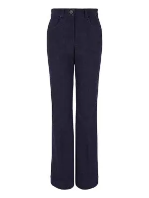 Giorgio Armani Stretch Cotton Denim Flared Trousers - Blue