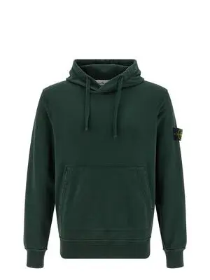 Stone Island Logo Badge Hoodie - Green