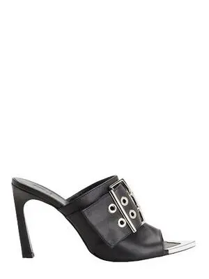 8 BY YOOX Leather High Heel Sandal With Buckle Detail - Black