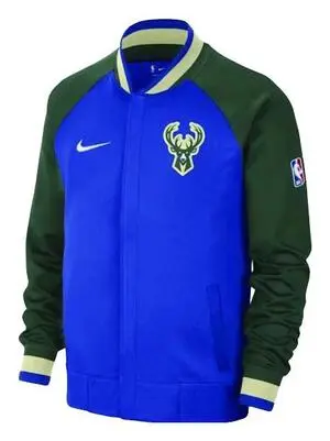 Nike Nba Milwaukee Bucks City Edition Showtime Drifit Jacket - Blue/dark Green