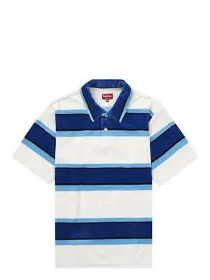 Supreme Stripe Velour Polo Shirt - White