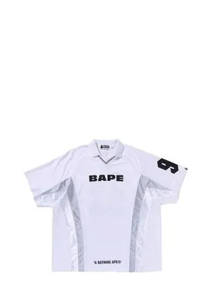 A BATHING APE Logo Relaxed Fit Soccer Jersey - White