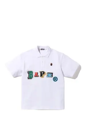 A BATHING APE Fonts Relaxed Fit Polo Shirt - White