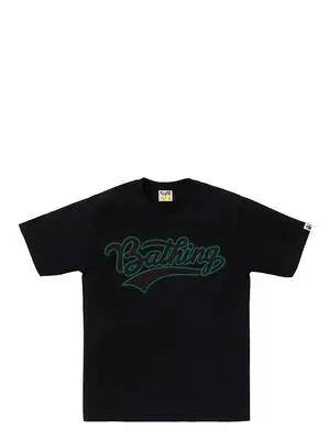 A BATHING APE Varsity Baseball Logo Tee Shirt - Black