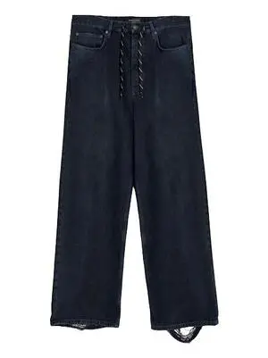 Balenciaga Baggy Drawstring Jeans - Blue Denim