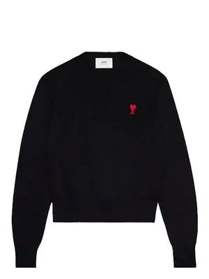 Ami De Coeur Embroidery Crewneck Sweatshirt - Black