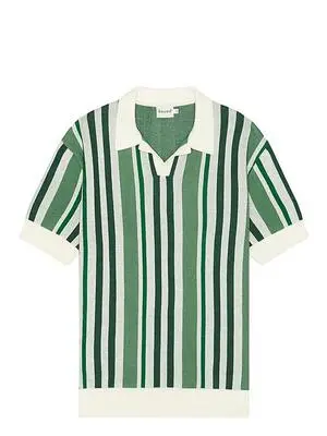 BOUND Knit Polo In Green - Green Stripe
