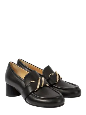 Proenza Schouler Monogram Leather Loafer Pumps - Black