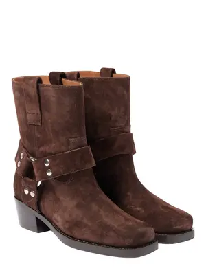 Paris Texas Roxy 45 Suede Biker Boots - Brown