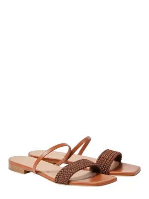 MALONE SOULIERS Frida Leather-trimmed Sandals - Brown