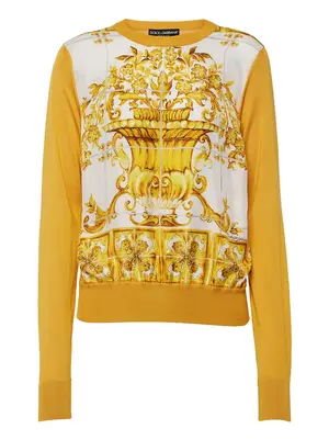 Dolce & Gabbana Majolica Silk Sweater - Gold