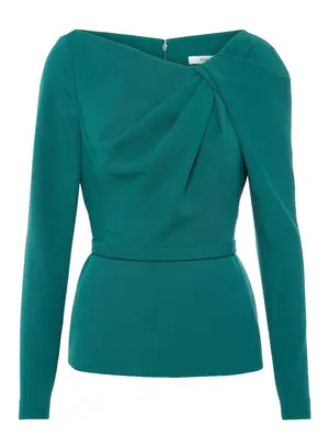Safiyaa Manya Gathered Crêpe Top - Green