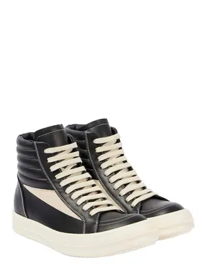 Rick Owens Leather High-top Sneakers - Black