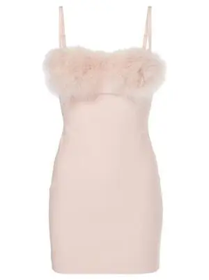 Blumarine Feather-trimmed Minidress - Silver