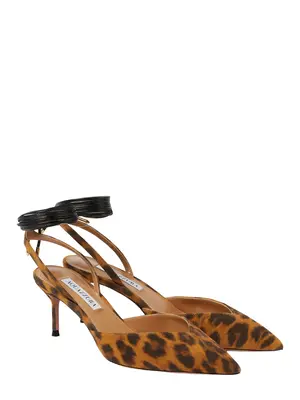 AQUAZZURA Animal-print Leather Slingback Pumps - Orange