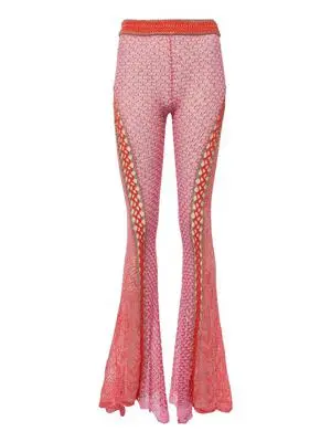 ROBERTA EINER Open-knit Flare Trousers - Red