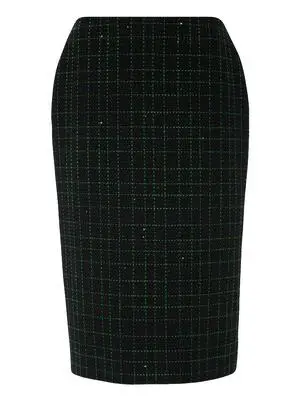Elie Saab Sequined Tweed Midi Skirt - Black
