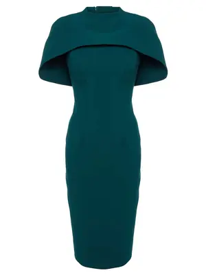 Safiyaa Kalika Caped Midi Dress - Green