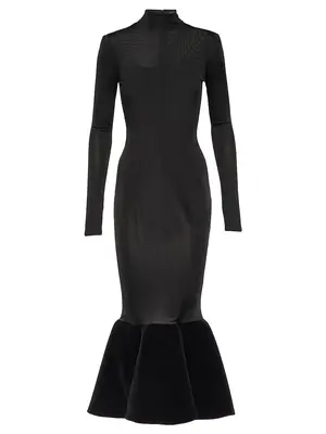 David Koma Flounced Jersey Midi Dress - Black