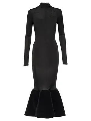 David Koma Flounced Jersey Midi Dress - Black