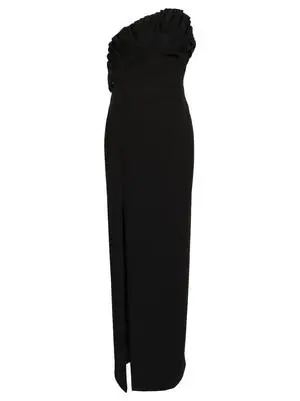 Marchesa Strapless Gown With Pleat Detailing - Black
