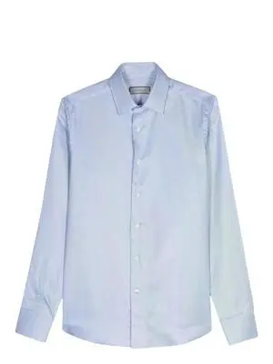 Canali Geometric-pattern Cotton Shirt - Blue