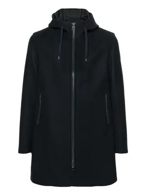 Herno Logo-plaque Hooded Coat - Blue