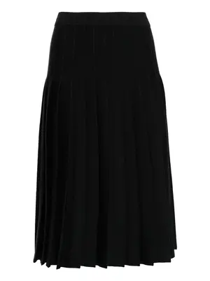 Thom Browne Pleated Knitted Midi Skirt - Black