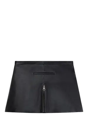 COURREGES Zip-detail Leather Miniskirt - Black