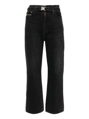 Sacai Straight-leg Cropped Jeans - Black