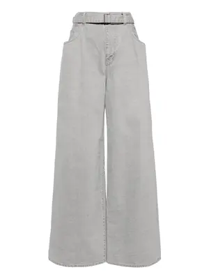 Sacai Wide-leg Belted Jeans - Grey