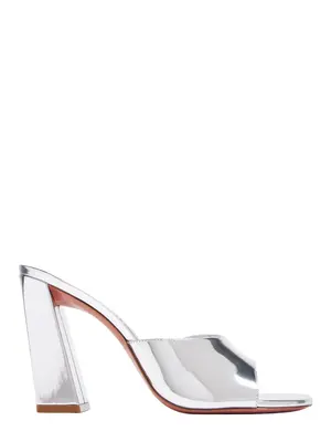 Amina Muaddi 95mm Brigitte Leather Mules - Silver