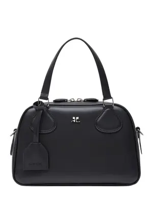 COURREGES Logo Plaque Leather Bowling Bag - Black