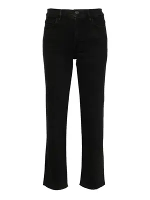 FRAME High-rise Straight-leg Jeans - Black