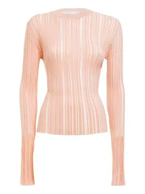 DES_PHEMMES Open-back Ribbed-knit Top - Tan