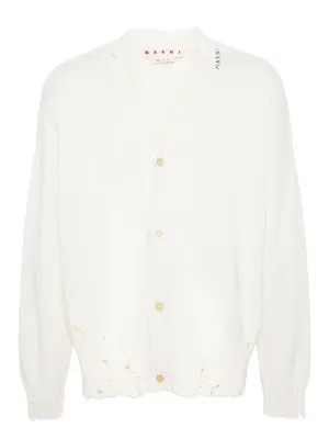 Marni V-neck Cotton Cardigan - White